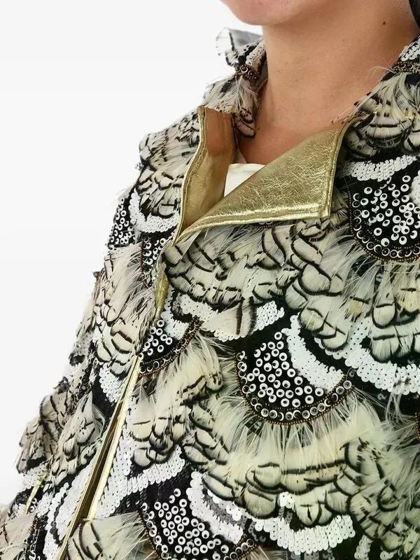 Dsquared2 Sequin-embellished Feather-trimmed Coat