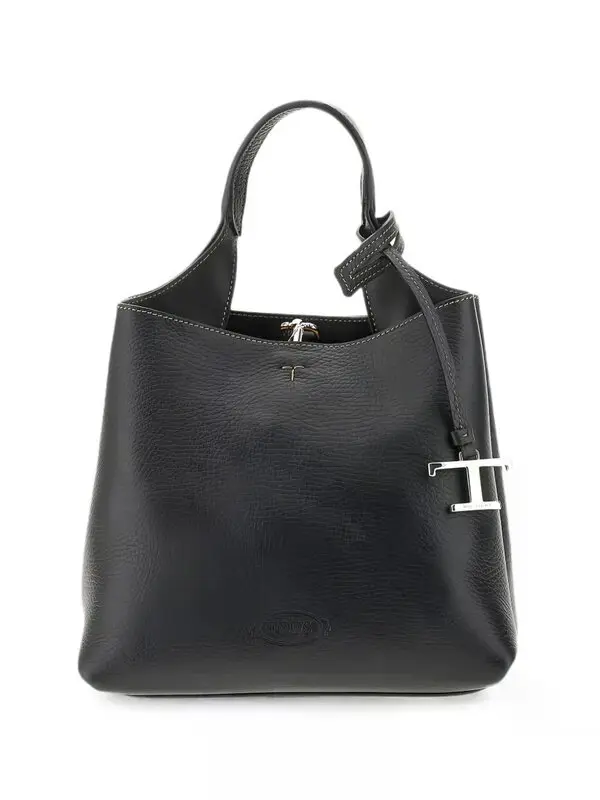 TOD'S T Timeless Pebbled Leather Cross Body Bag - Black