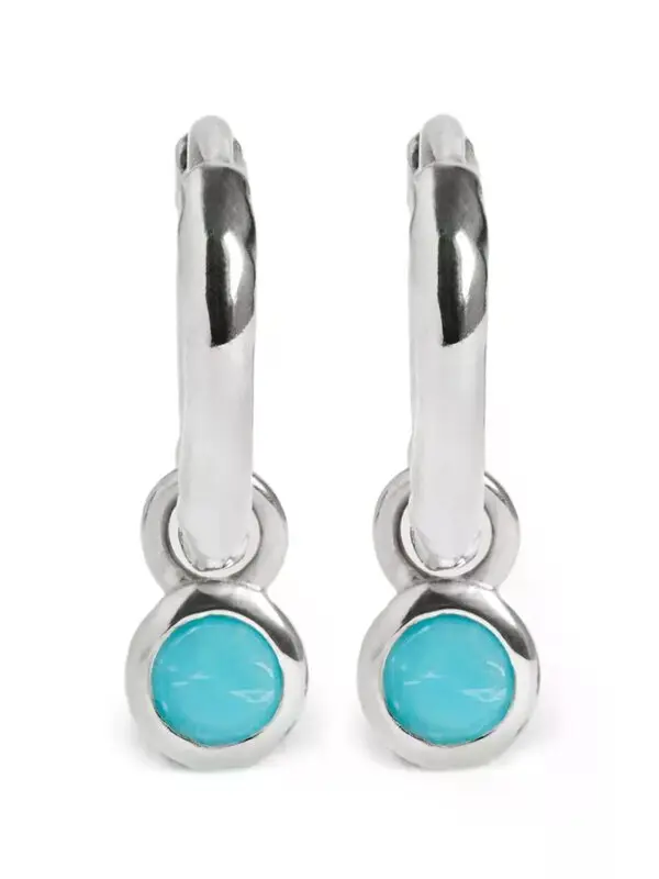 Monica Vinader Hammered-effect Turquoise-pendant Hoop Earrings - Silver