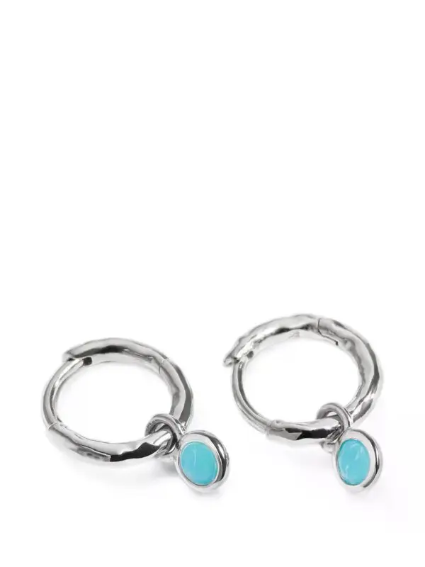 Monica Vinader Hammered-effect Turquoise-pendant Hoop Earrings