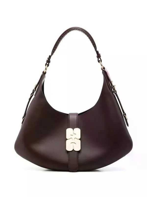 GANNI Butterfly Logo-plaque Shoulder Bag - Brown