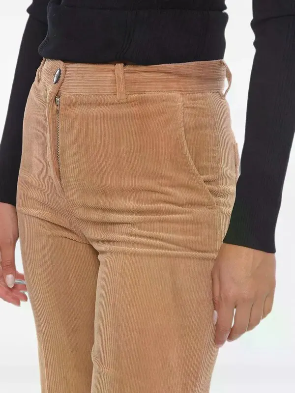 QL2 QUELLEDUE Corduroy-texture Cropped Trousers - Brown