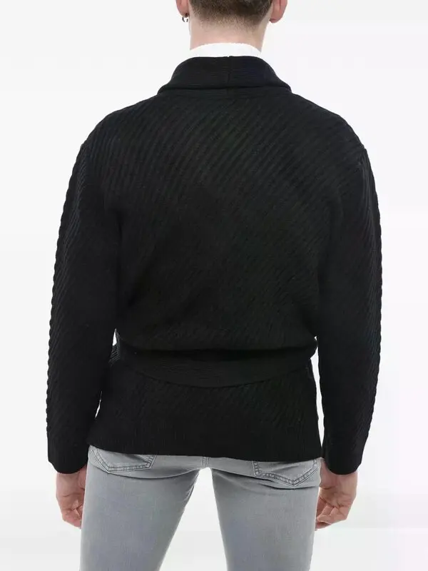 PAOLO PECORA Belted Ribbed-knit Cardigan