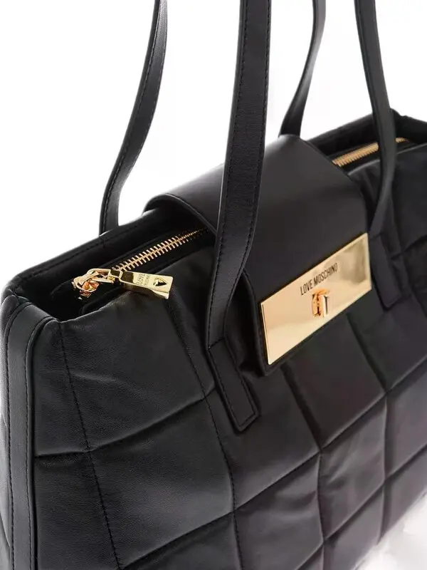 Moschino Quilted Logo-plaque Tote Bag