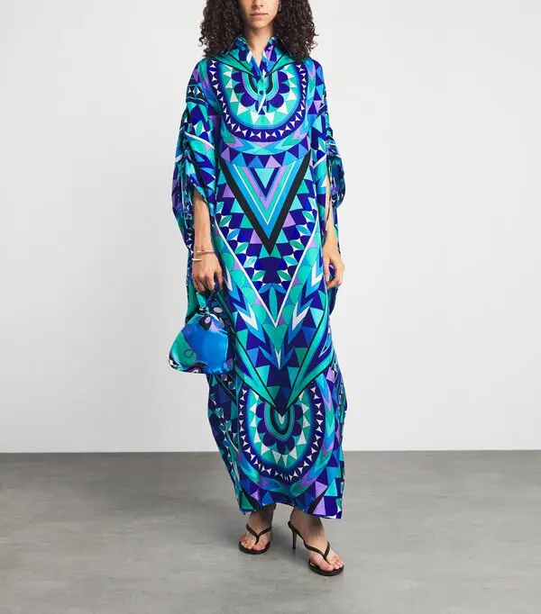 Emilio Pucci Silk Printed Kaftan Maxi Dress
