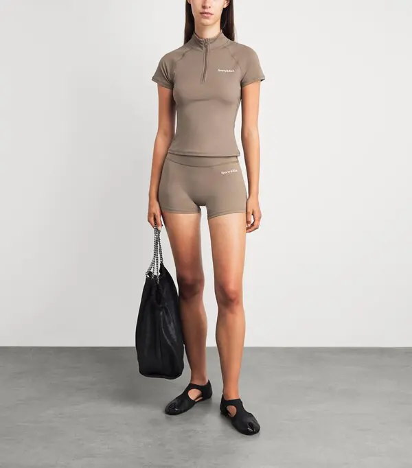 SPORTY & RICH Logo Serif Biker Shorts