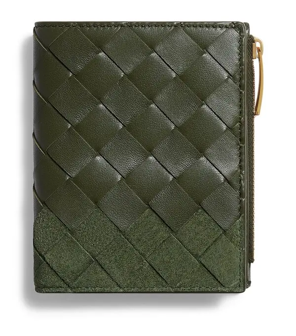 Bottega Veneta Small Leather-suede Bifold Wallet - Green