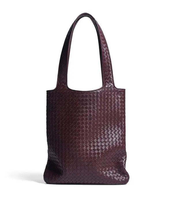 Bottega Veneta Small Leather Veneto Tote Bag - Red