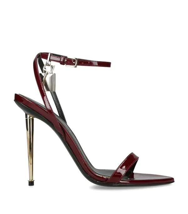 TOM FORD Patent Leather Padlock Sandals 105 - Red