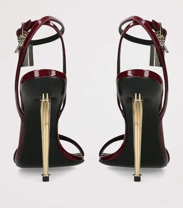 TOM FORD Patent Leather Padlock Sandals 105 - Red