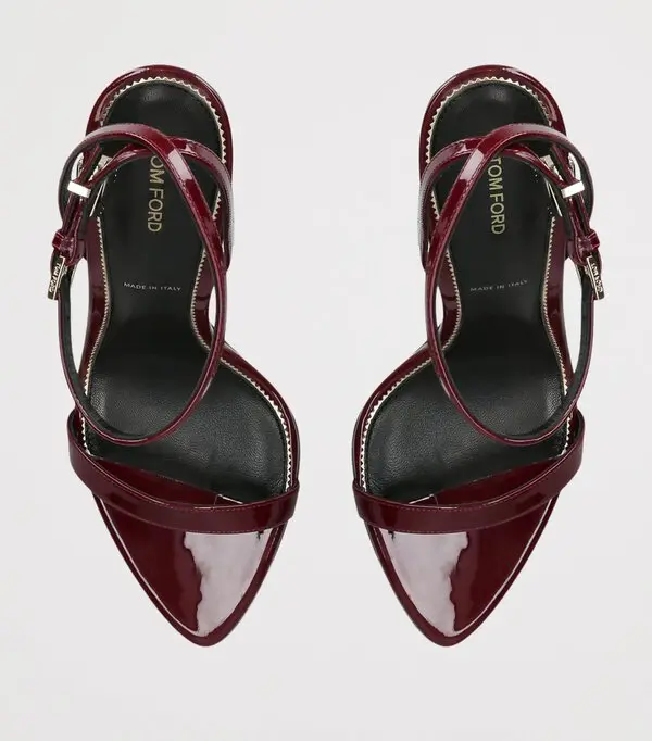 TOM FORD Patent Leather Padlock Sandals 105 - Red