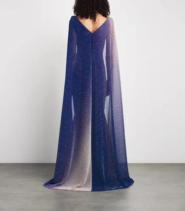 Talbot Runhof Voile Cape Maxi Dress