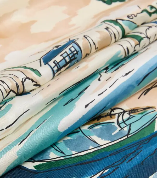Max Mara Silk Lake Print Scarf