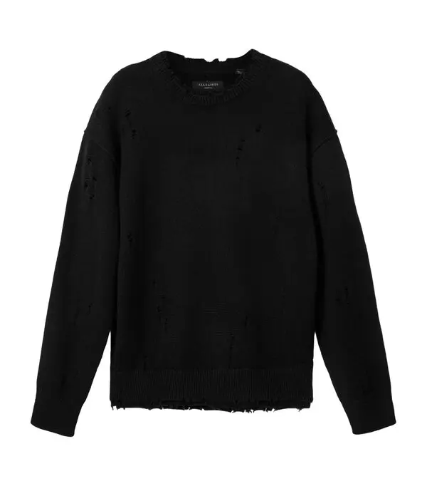ALLSAINTS Cotton Distressed Wolf Sweater - Black