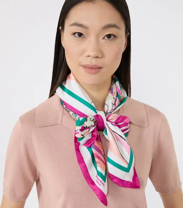 Max Mara Silk Lake Print Scarf