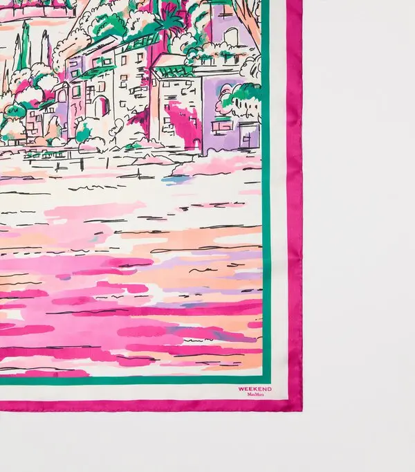 Max Mara Silk Lake Print Scarf