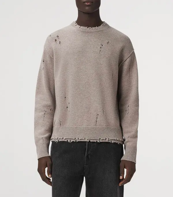 ALLSAINTS Cotton Distressed Wolf Sweater
