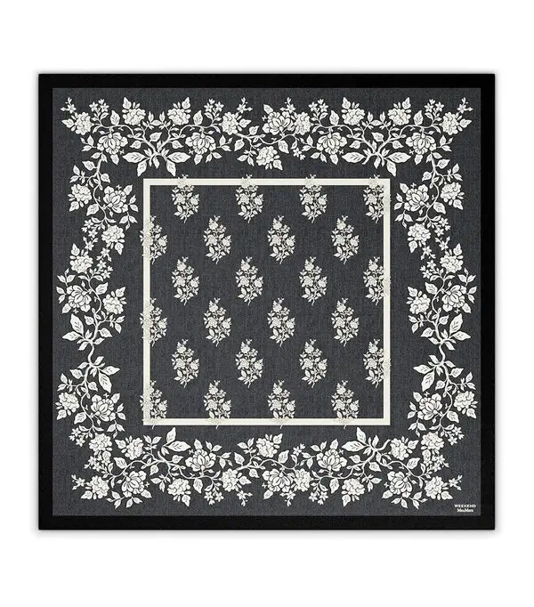 Max Mara Silk Floral Print Scarf - Navy