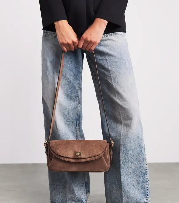 Sandro Suede Le Mambo Shoulder Bag