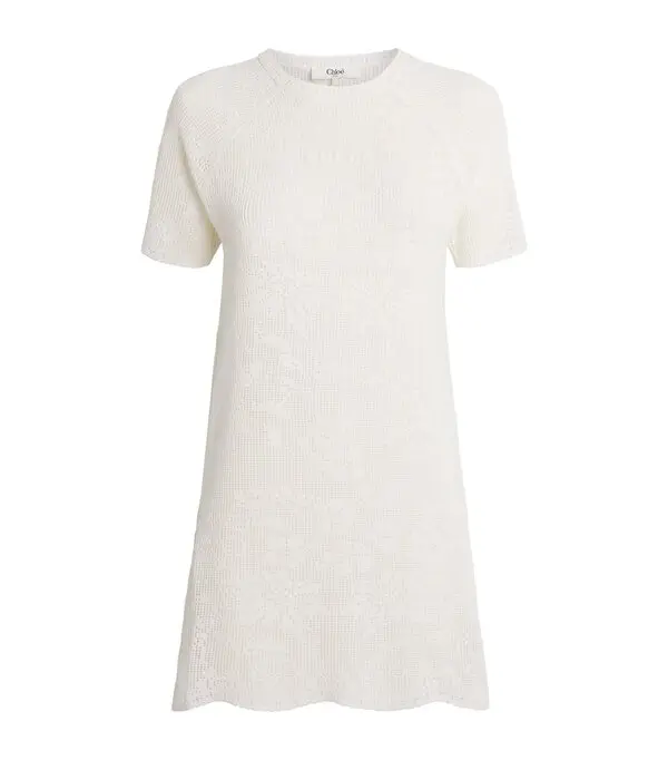 Chloé Pointelle Knit Mini Dress - White