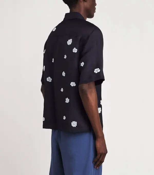 Sandro Flocked Floral Short-sleeve Shirt - Blue
