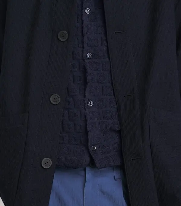 Sandro Terry Knit Jacqaurd Short-sleeve Shirt