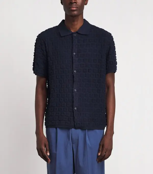 Sandro Terry Knit Jacqaurd Short-sleeve Shirt