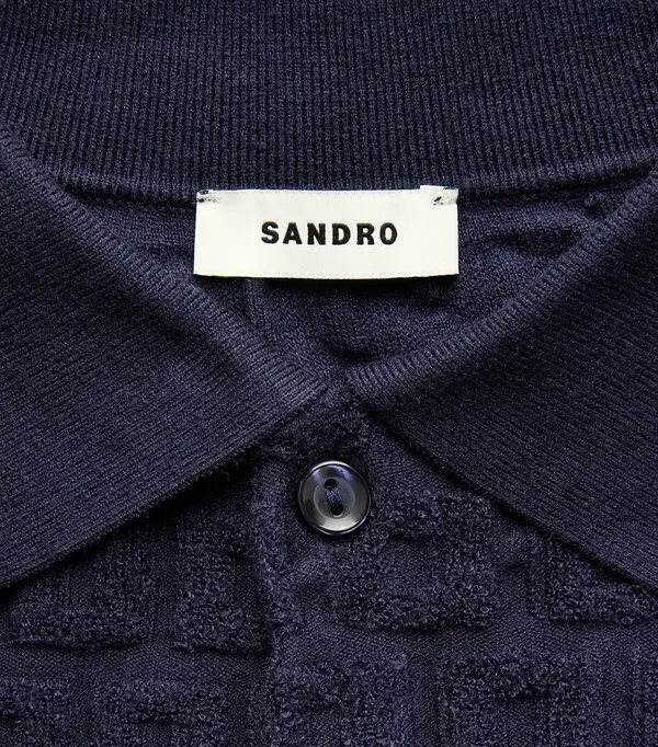 Sandro Terry Knit Jacqaurd Short-sleeve Shirt