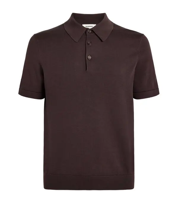 Sandro Knitted Polo Shirt - Brown