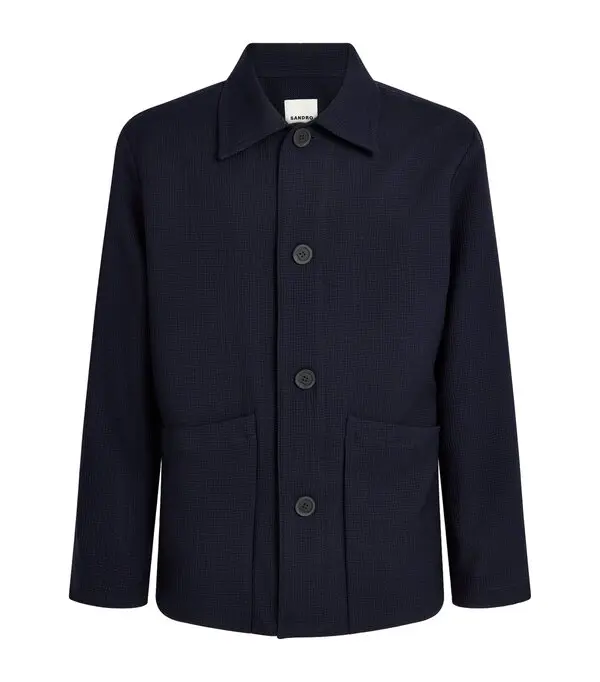 Sandro Wool Worker Overshirt - Blue