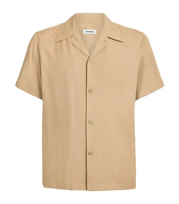 Sandro Notched-collar Short-sleeve Shirt - Brown