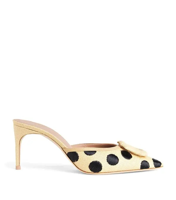 MALONE SOULIERS Raffia Polka-dot Mona Mules 70 - Beige