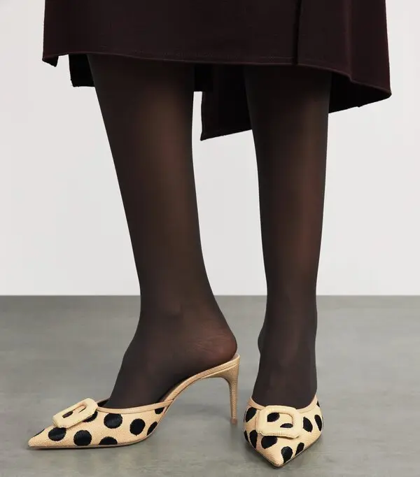 MALONE SOULIERS Raffia Polka-dot Mona Mules 70