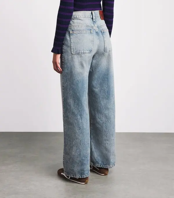 Sandro Leather-trimmed Straight Jeans