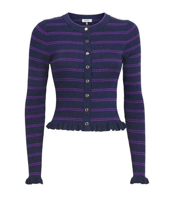 Sandro Knitted Stripe Cardigan - Blue