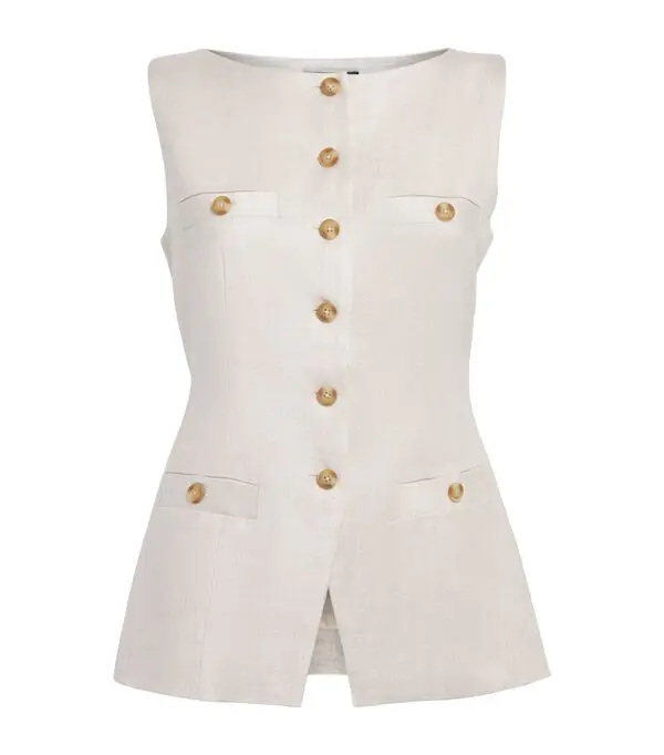 TOCCIN Linen-blend Amra Waistcoat - Beige