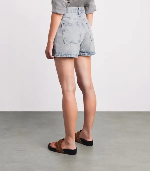Sandro Leather-trim Denim Shorts