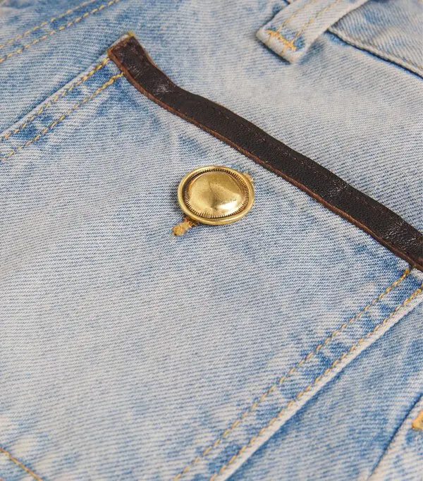 Sandro Leather-trim Denim Shorts