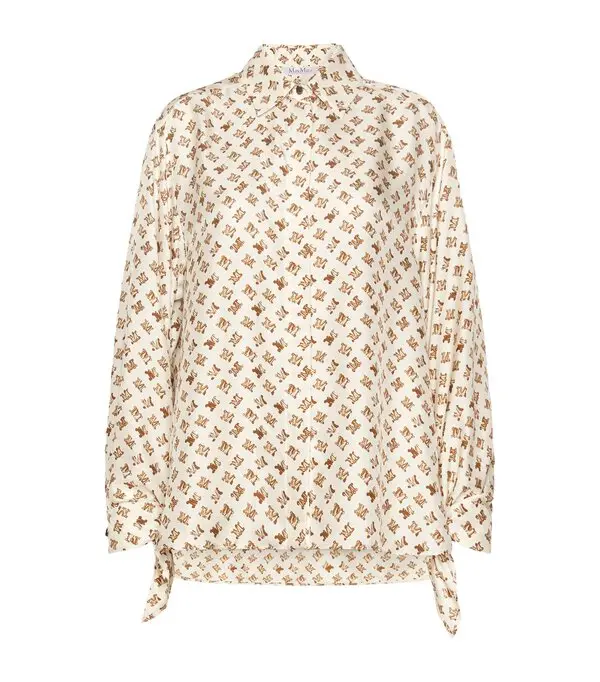 Max Mara Silk Logo-print Shirt - White