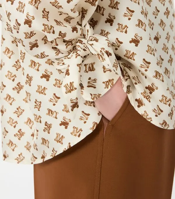 Max Mara Silk Logo-print Shirt - White