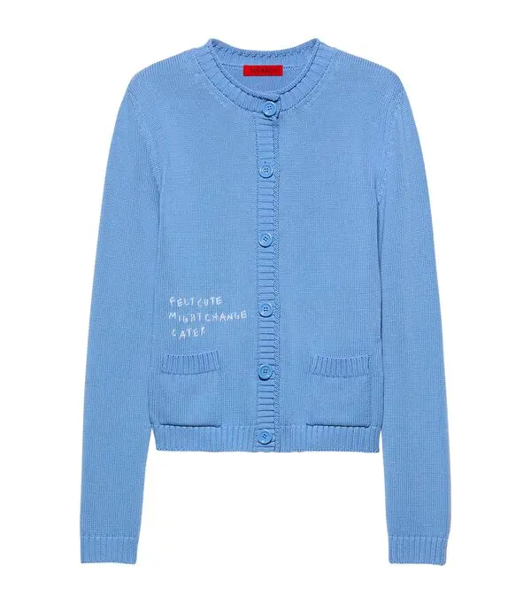 Max & Co. Cotton Embroidered Cardigan - Blue