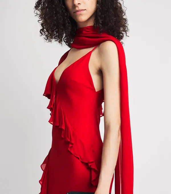 DE LA VALI Chiffon Mayara Maxi Dress - Red