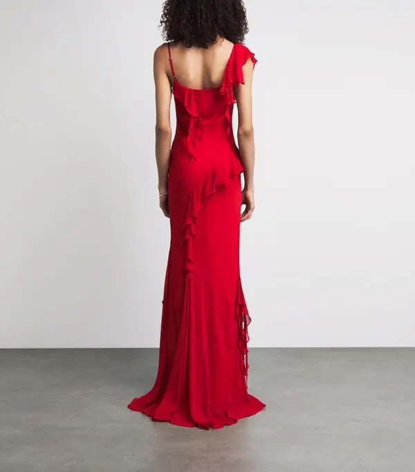 DE LA VALI Chiffon Mayara Maxi Dress - Red