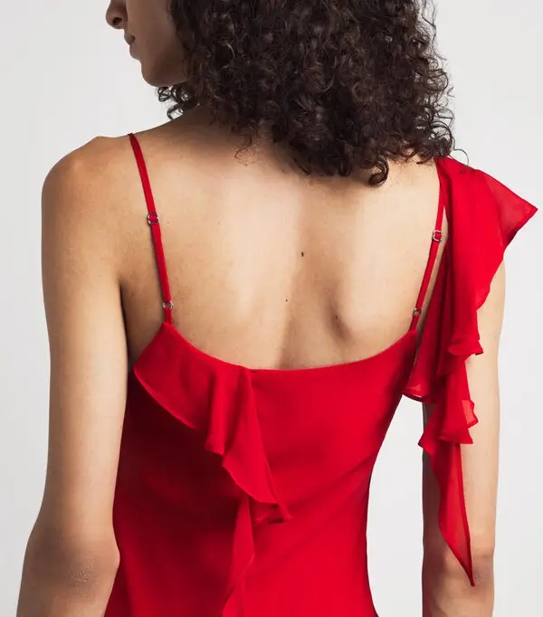 DE LA VALI Chiffon Mayara Maxi Dress - Red