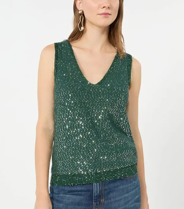 Max Mara Knitted Sequin Tank Top