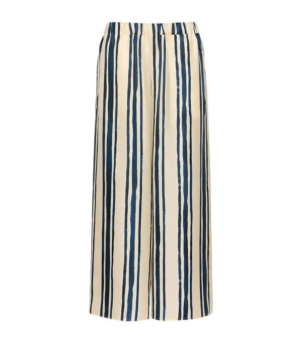 Max Mara Silk Wide-leg Trousers - Navy