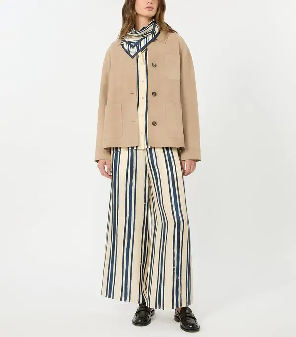Max Mara Silk Wide-leg Trousers - Navy