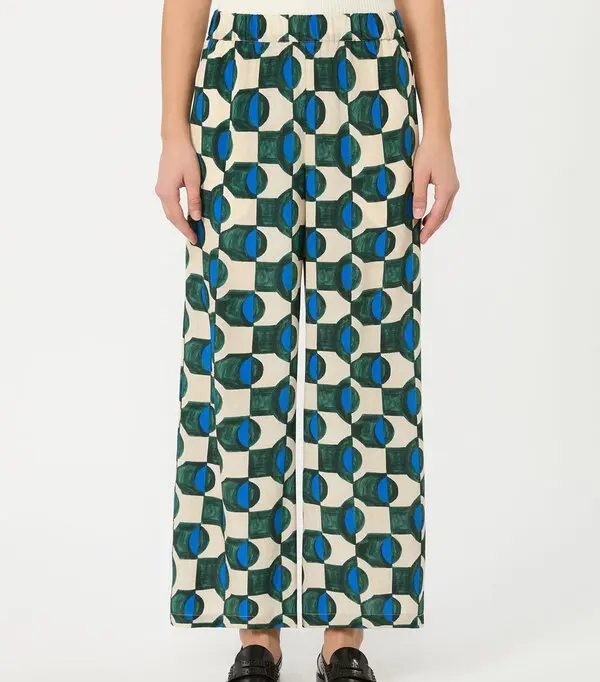 Max Mara Silk Printed Wide-leg Trousers