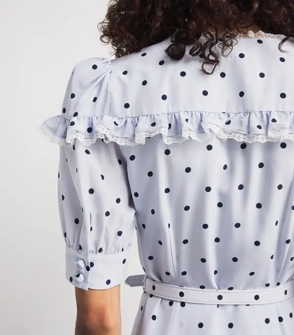 Alessandra Rich Polka Dot Ruffled Midi Dress