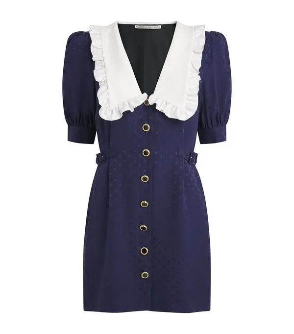 Alessandra Rich Silk Jacquard Mini Dress - Navy